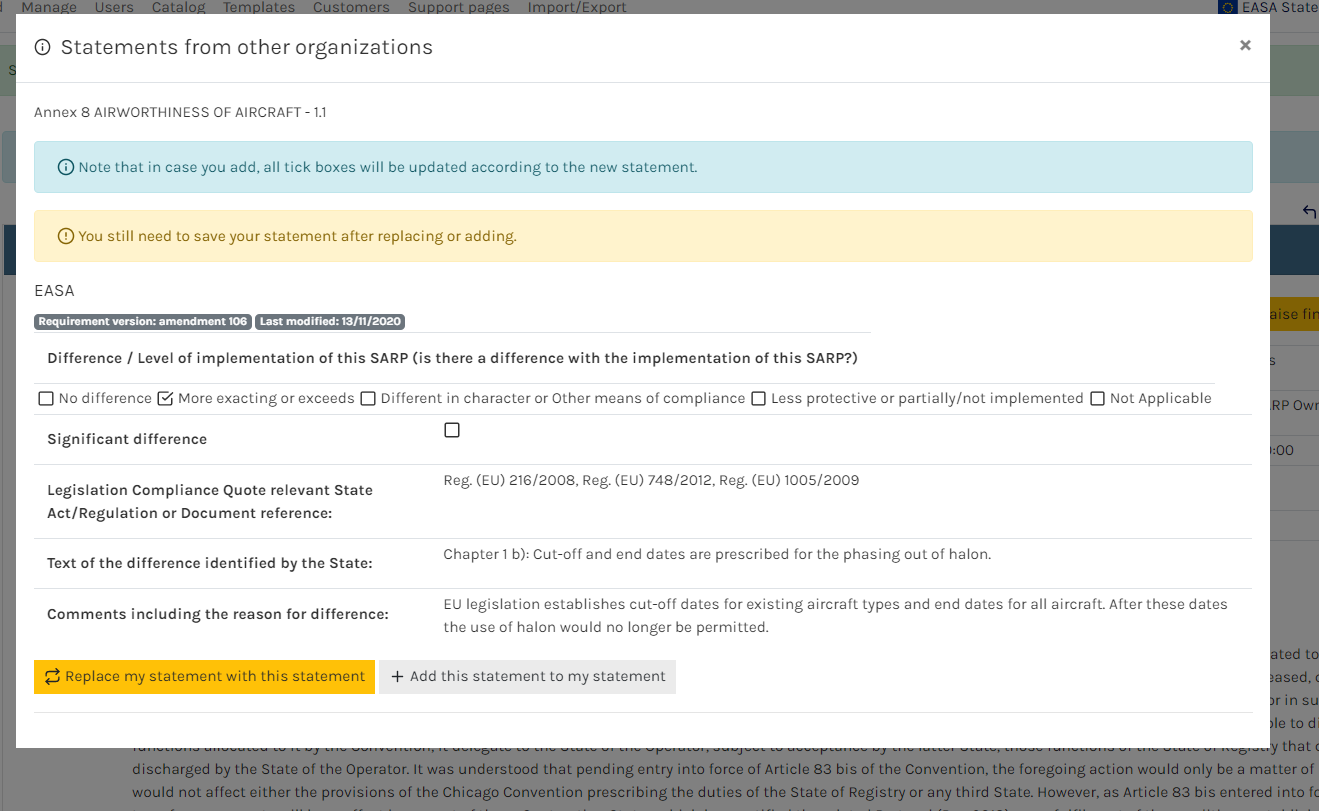 EASA pre-filled ICAO compliance checklist – Systemmatic